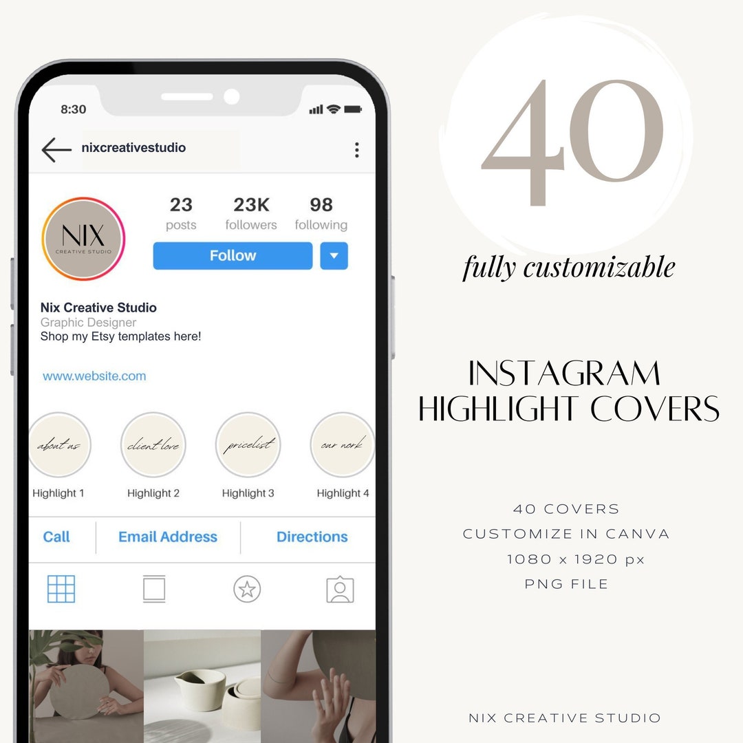 40 Instagram Highlight Covers | Neutral Script | Customizable Canva ...