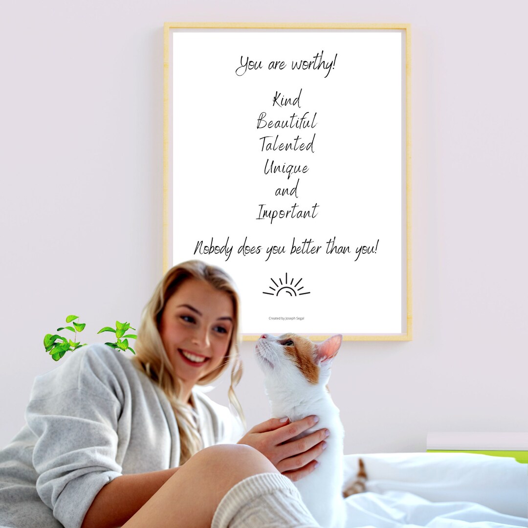 Positive Encouraging Printable Poster - You Are Worthy Kind Beautiful ...