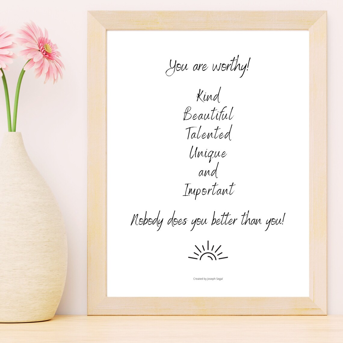 Positive Encouraging Printable Poster - You Are Worthy Kind Beautiful ...
