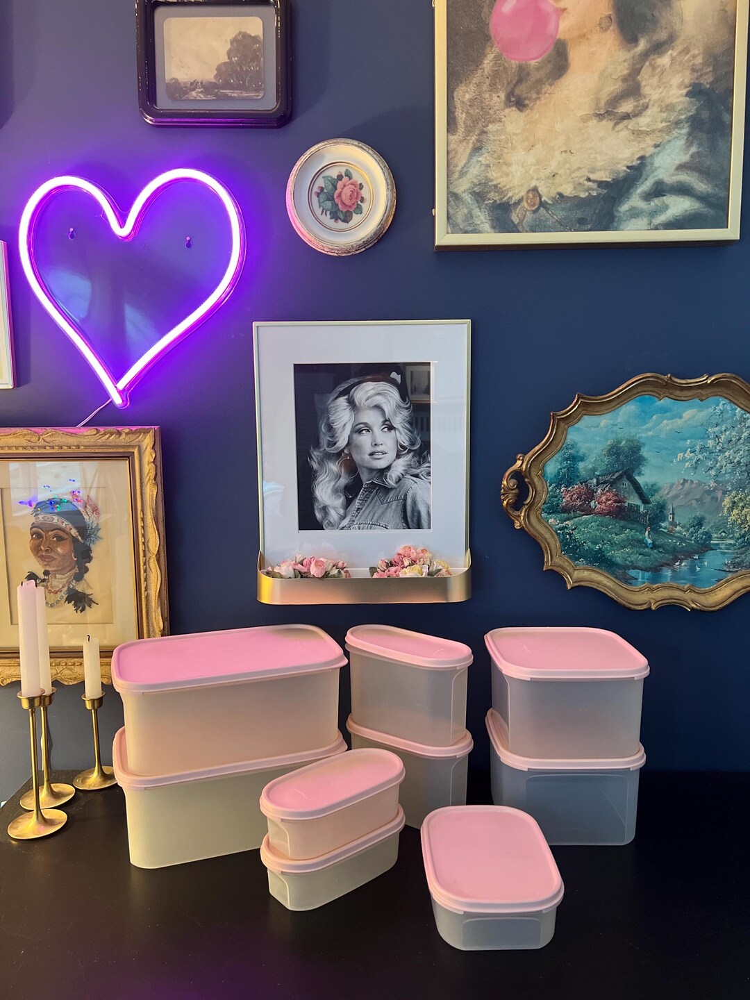 Vintage 9 Piece Pink Tupperware Set - Etsy