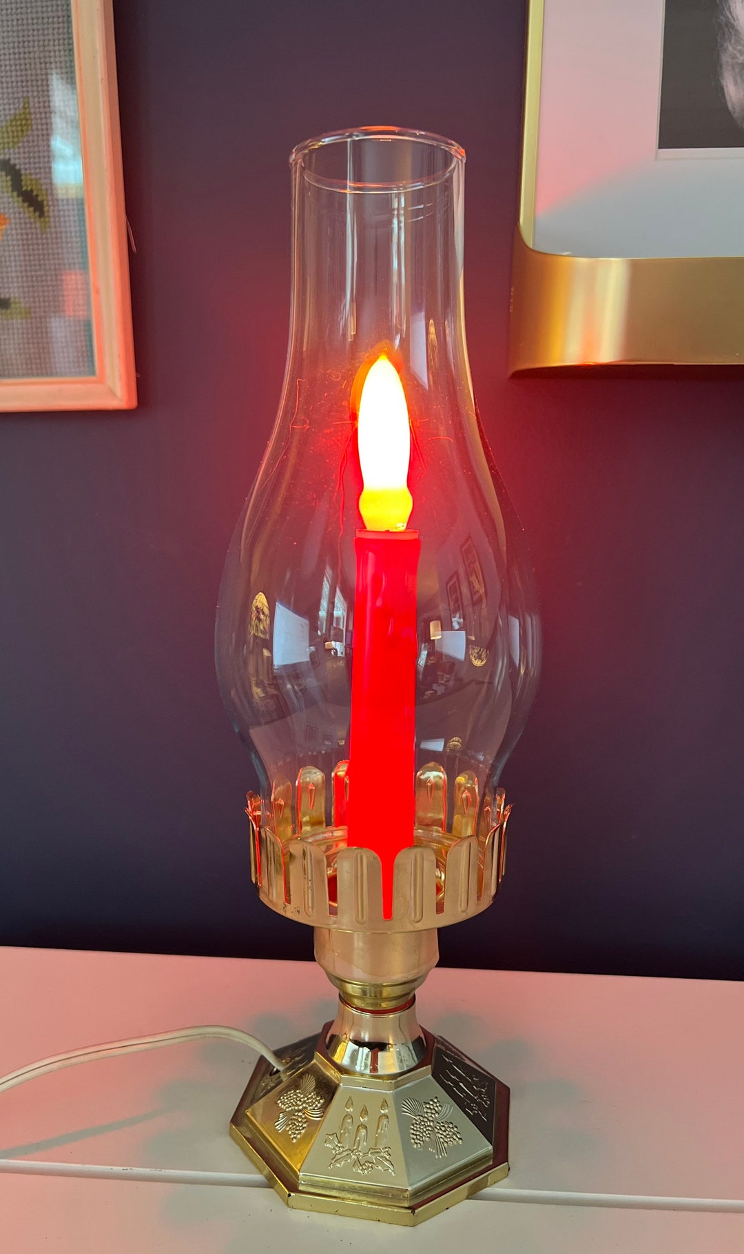 Vintage Christmas Hurricane Candle - Etsy