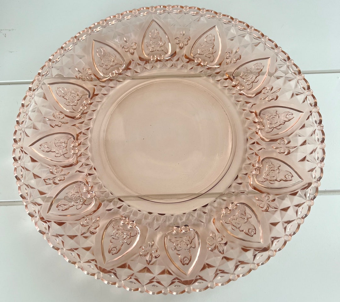 Vintage Pink Glass Platter - Etsy