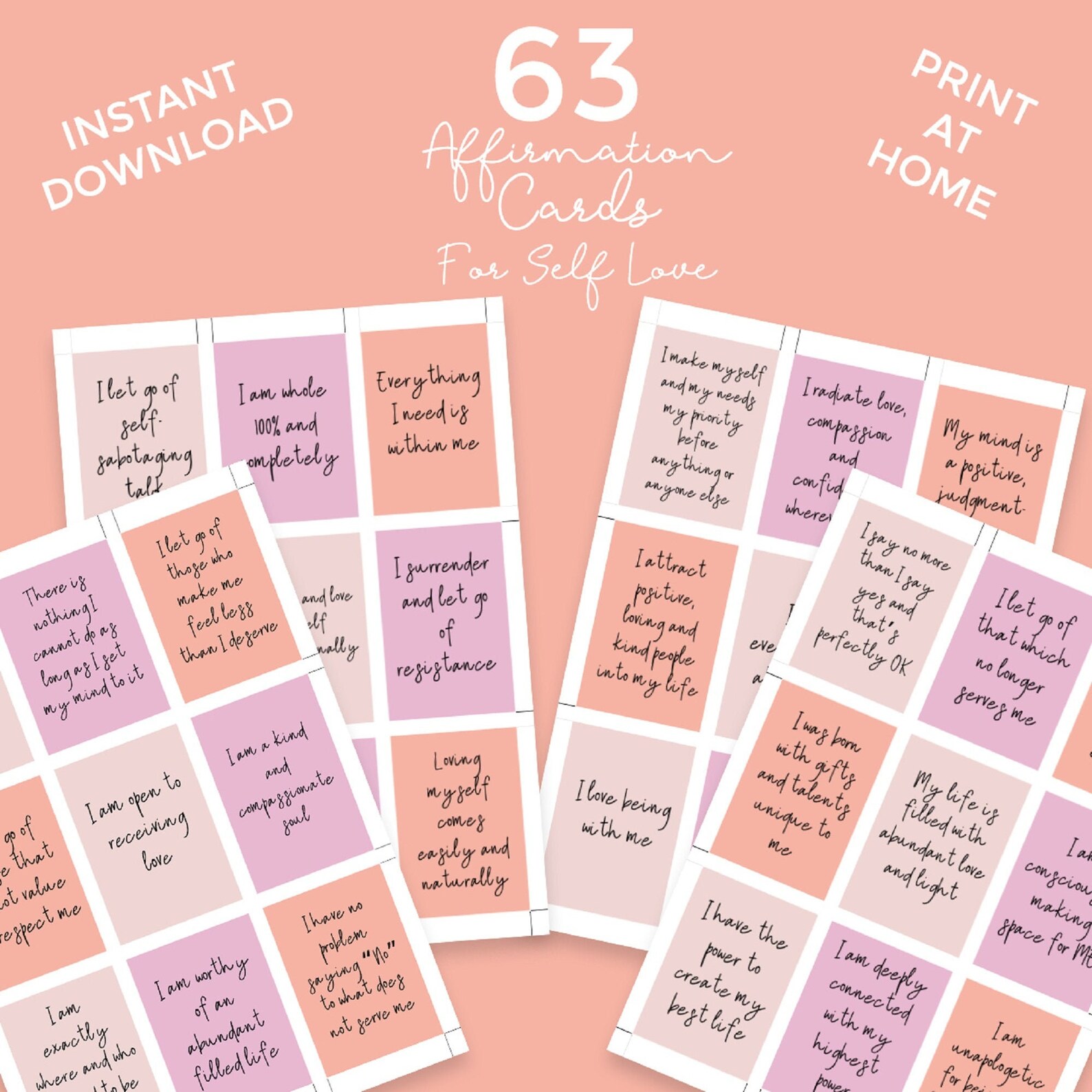 63 Daily Affirmation Cards For Self Love Affirmation Cards Self Help