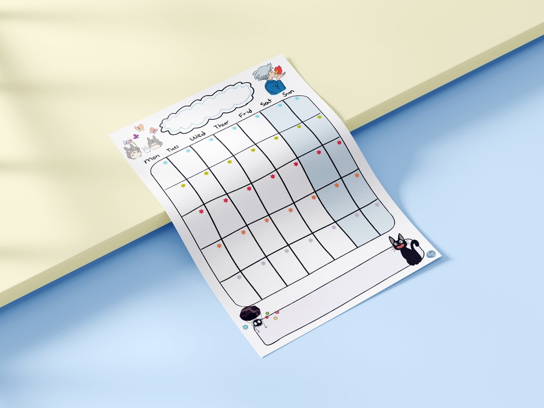 Monthly Planner Studio Ghibli Totoro Chihiro Howls Moving Castle - Etsy