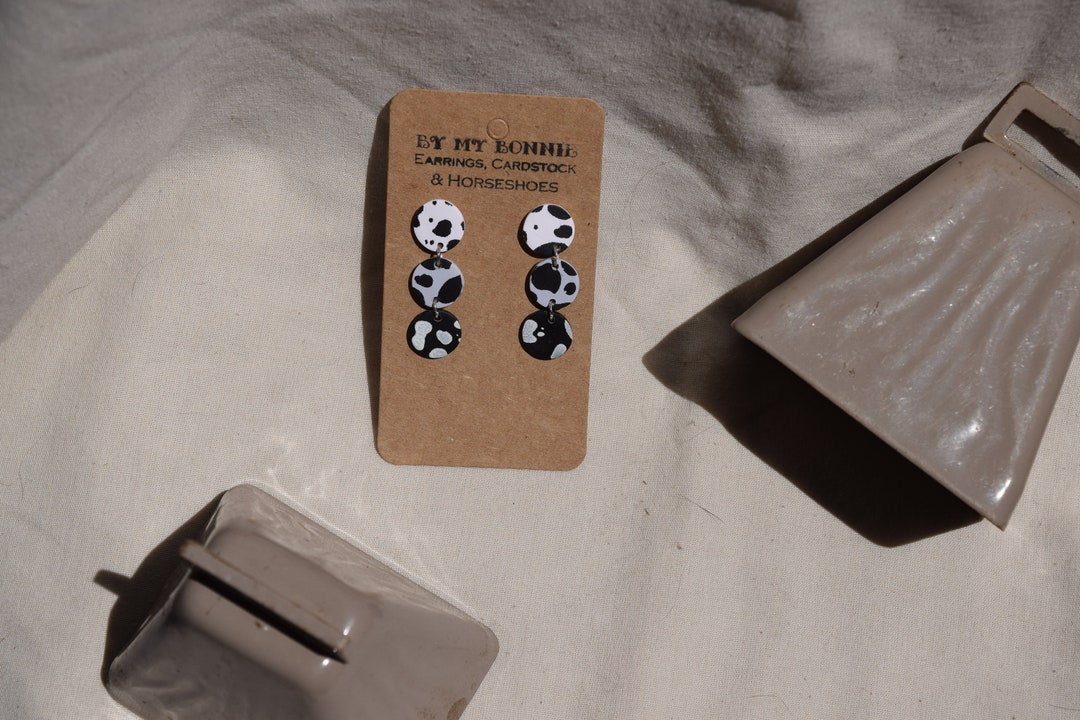 Cow Print Circular Drops - Etsy