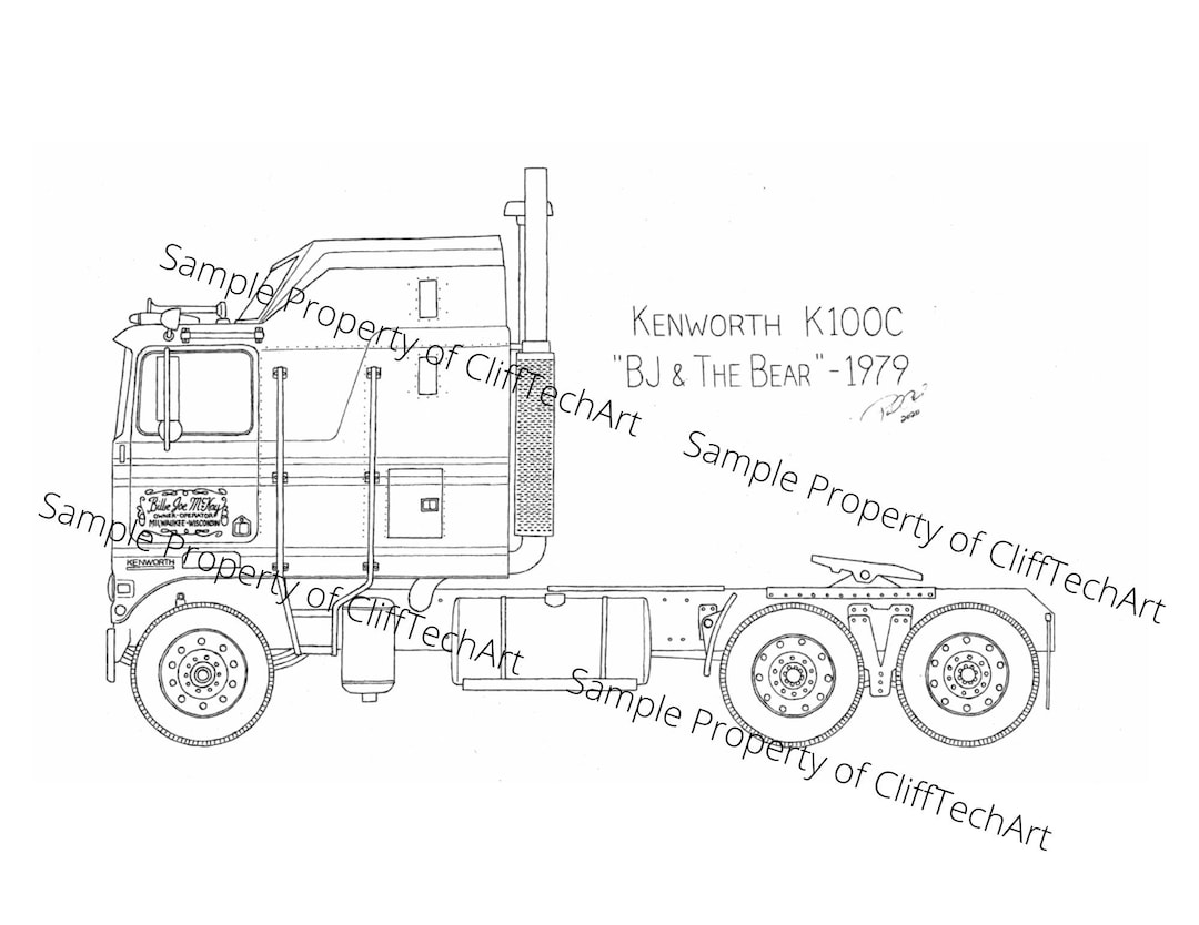 BJ and the Bear Kenworth K100C 1979 Tv-series Truck Technical Drawing ...