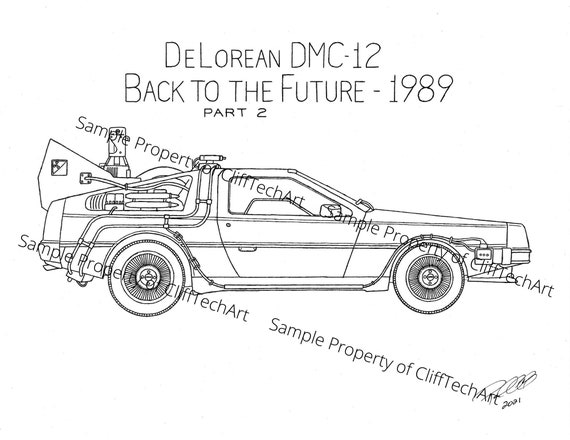 Back To The Future 2 Delorean Drawing