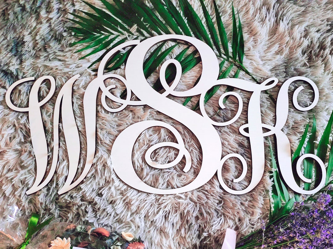 Personalized Wooden Monogram for Weddings and Home. Elegant Wooden ...