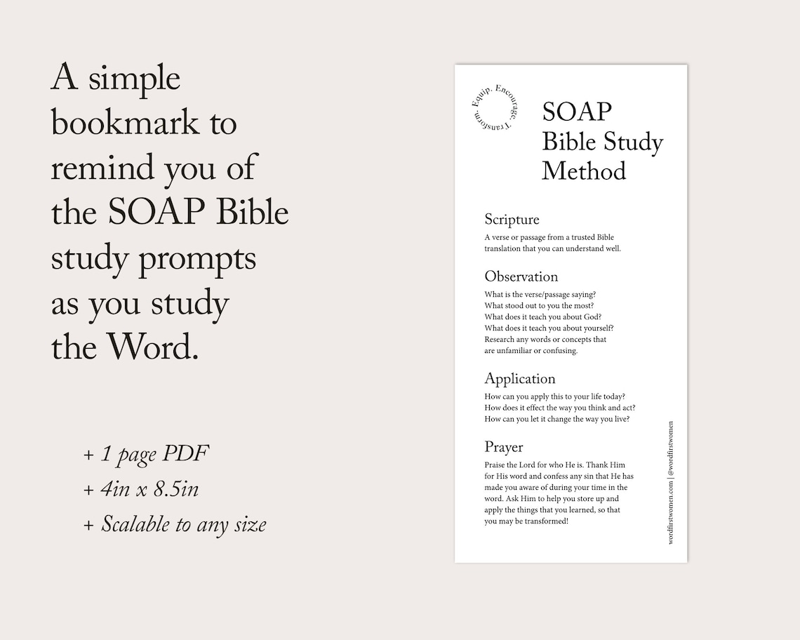 SOAP Bible Study Bookmark | Bible Study Tools | SOAP Bible Study Method ...