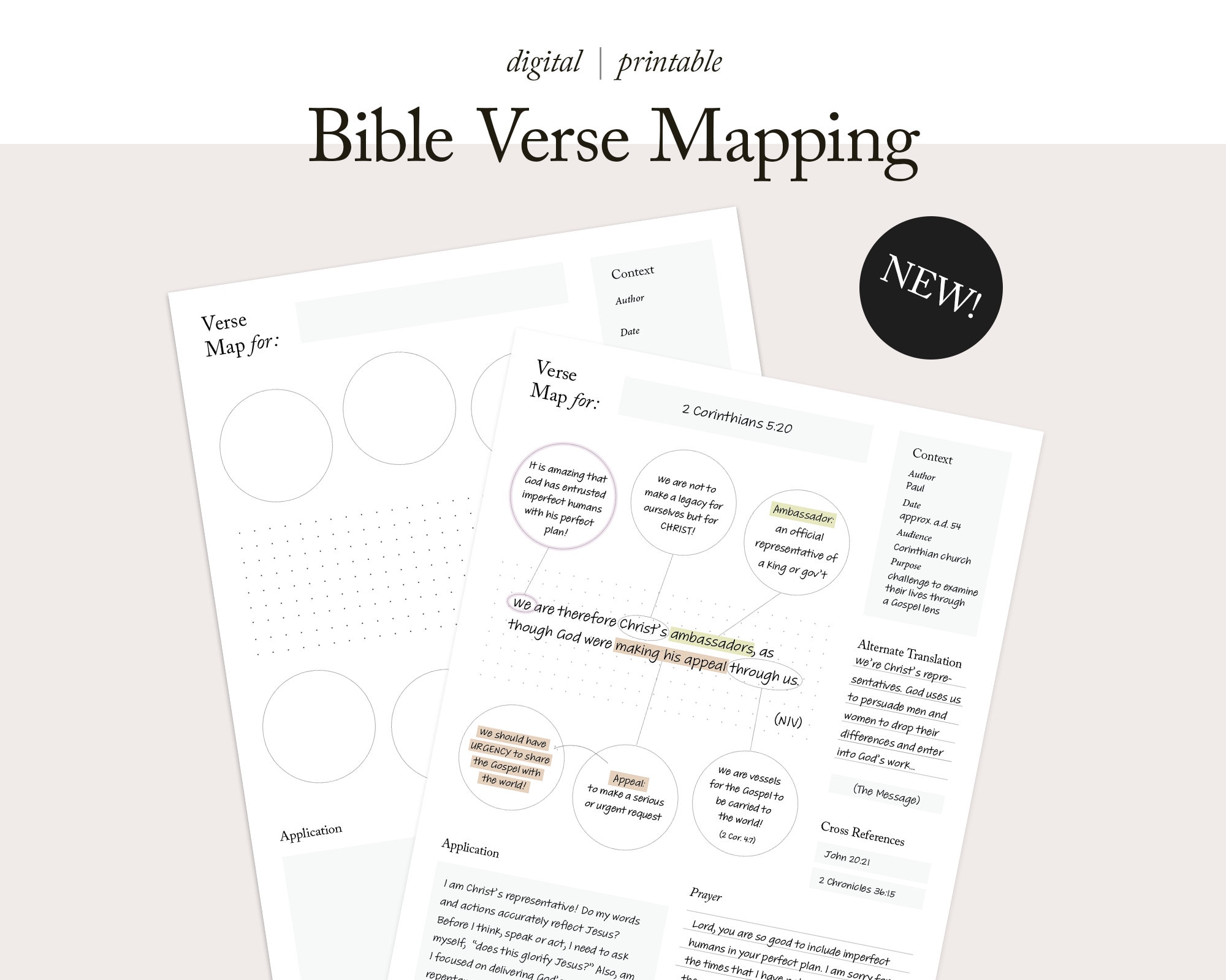 Bible Verse Mapping Template | A4 & Letter Size | Printable - Etsy