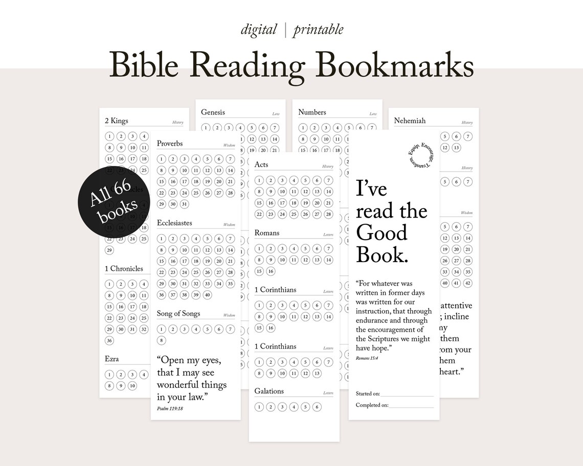 Bible Reading Bookmark | 66 Books | Bible Reading Tracker | Bible ...