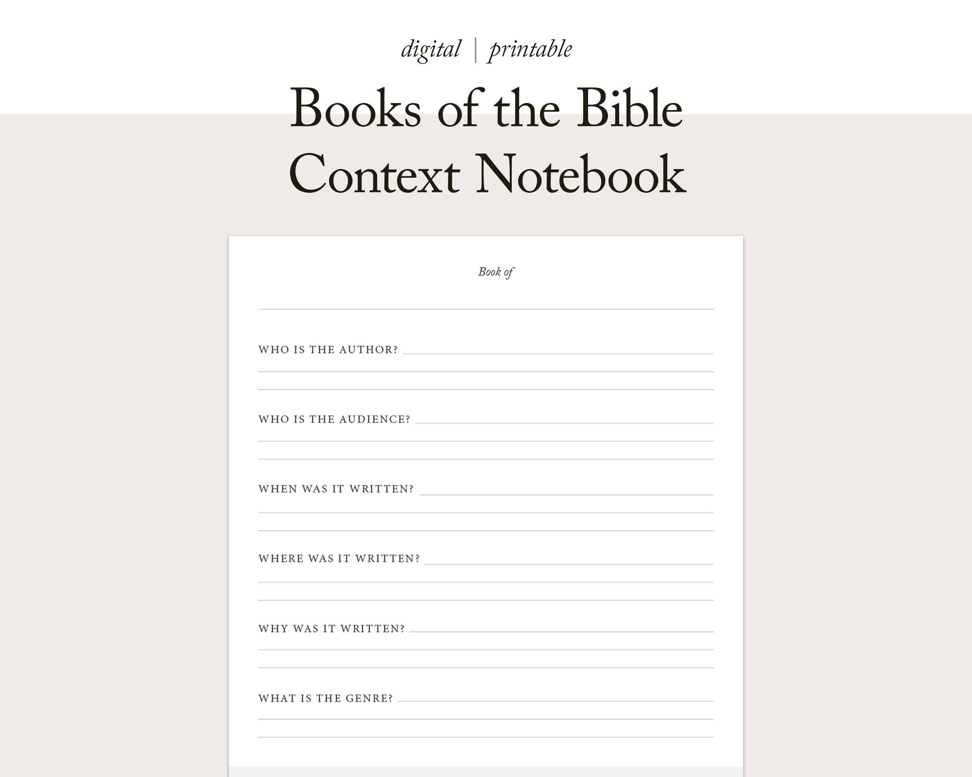 Books of the Bible Context Notebook | Faith Journal | Christian Planner ...