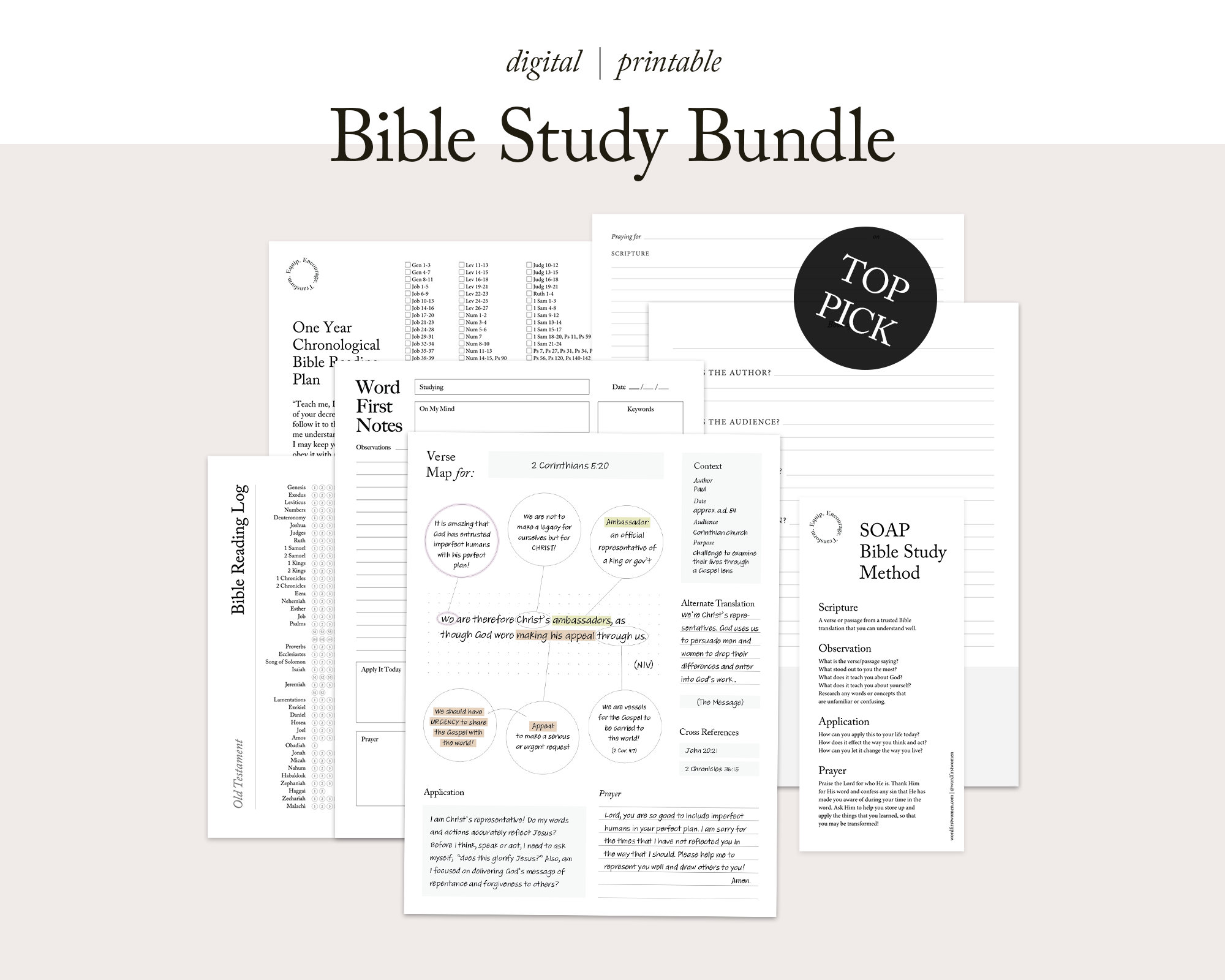 Bible Study Bundle | One Year Bible Reading Plan | SOAP Bible Study ...