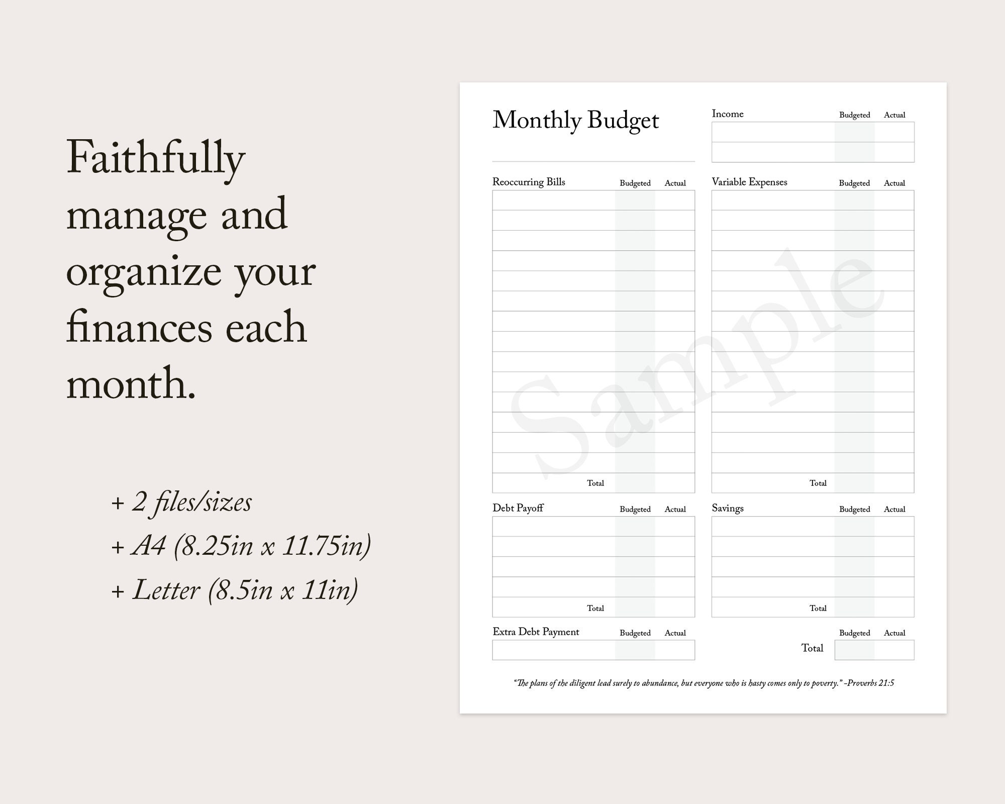 Monthly Budget Planner | Christian Budgeting Template | Financial ...