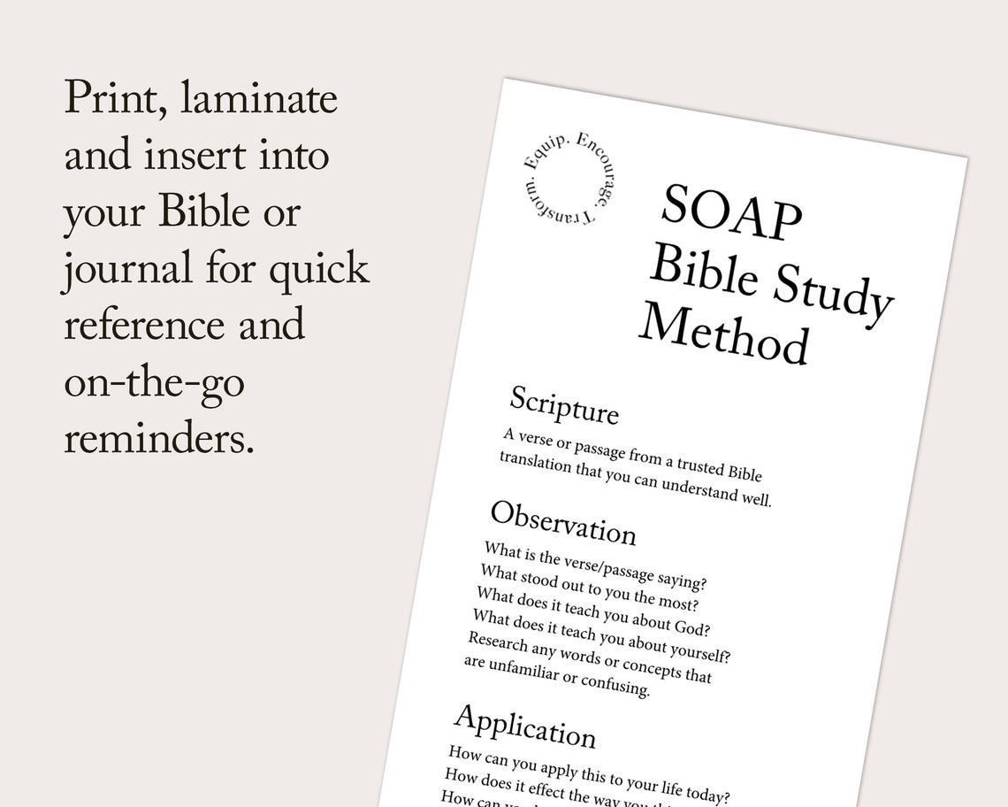 SOAP Bible Study Bookmark | Bible Study Tools | SOAP Bible Study Method ...
