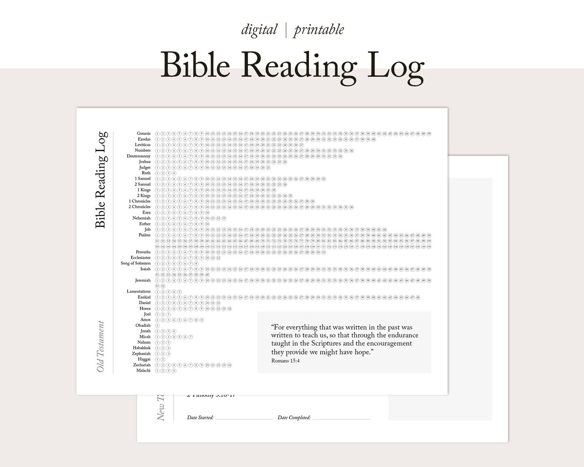 Bible Reading Log | Bible Reading Tracker | Bible Study Plan ...