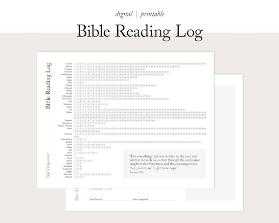 Bible Reading Log Bible Reading Tracker Bible Study Plan | Etsy