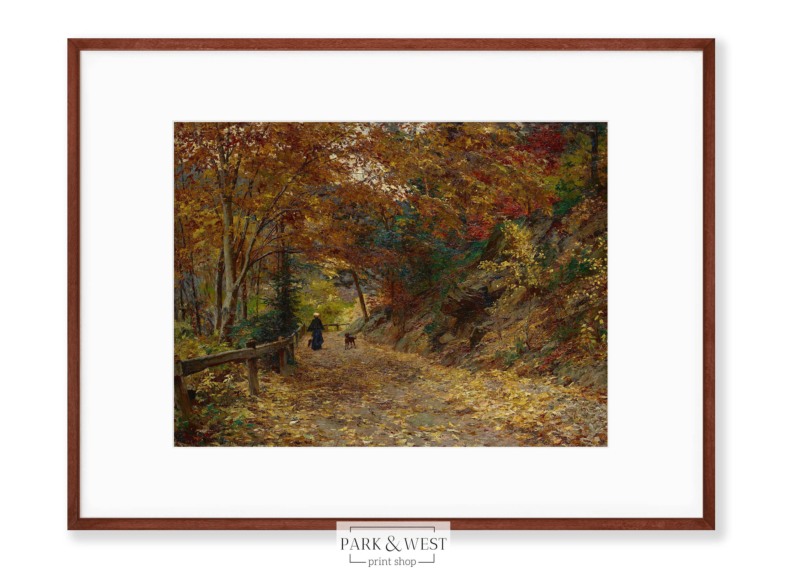 Autumn Stroll | Digital Printable Art | Vintage Fall Colors Landscape ...
