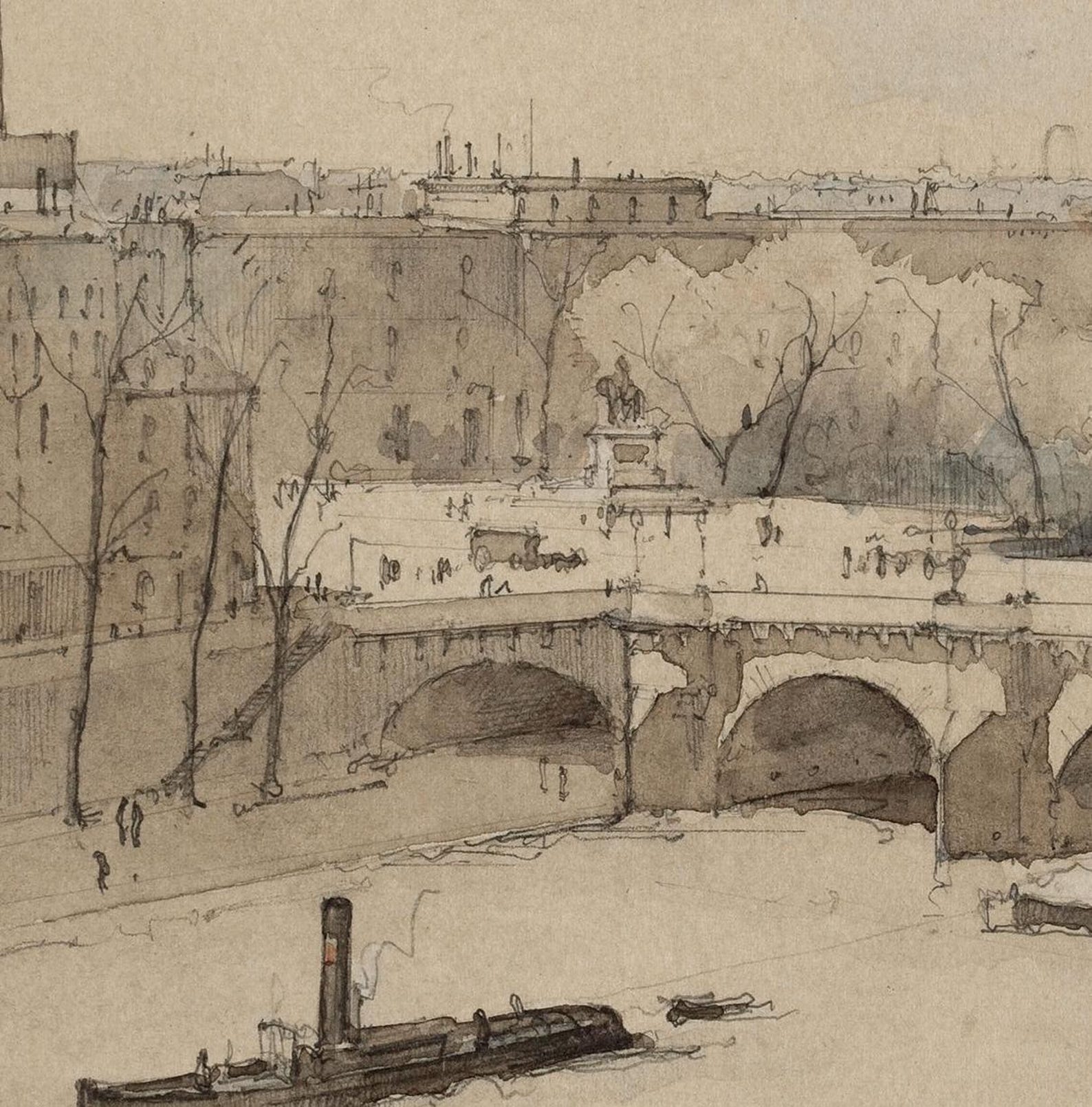 Pont Neuf | Digital Printable Art | Vintage Paris Seine River Sketch ...