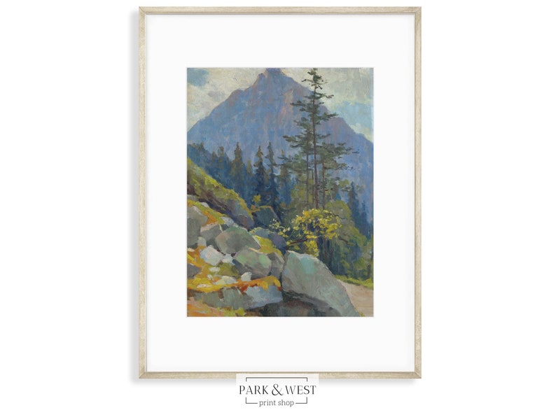 Mountainside | Digital Printable Art | Vintage Mountain Landscape ...