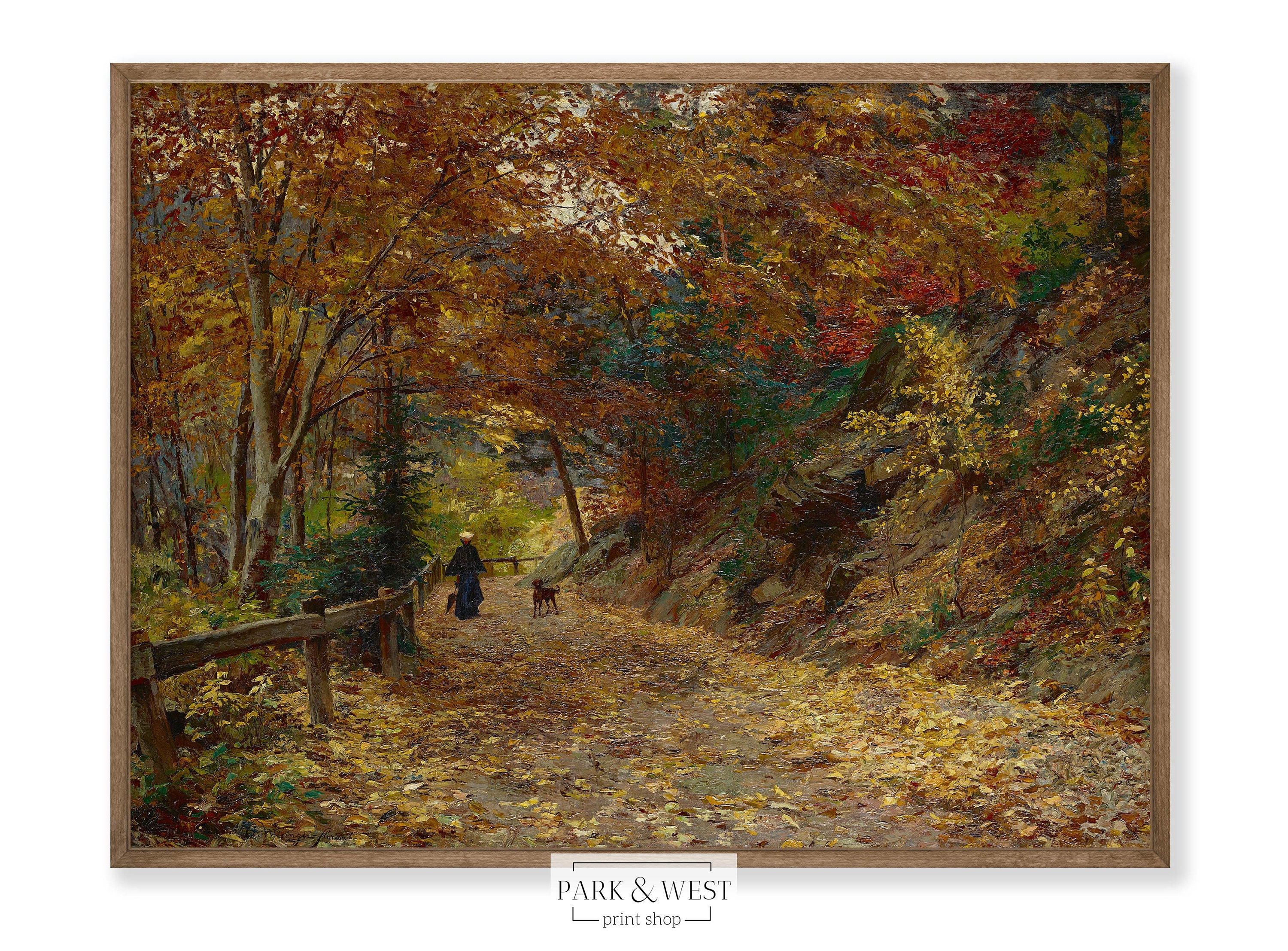 Autumn Stroll | Digital Printable Art | Vintage Fall Colors Landscape ...