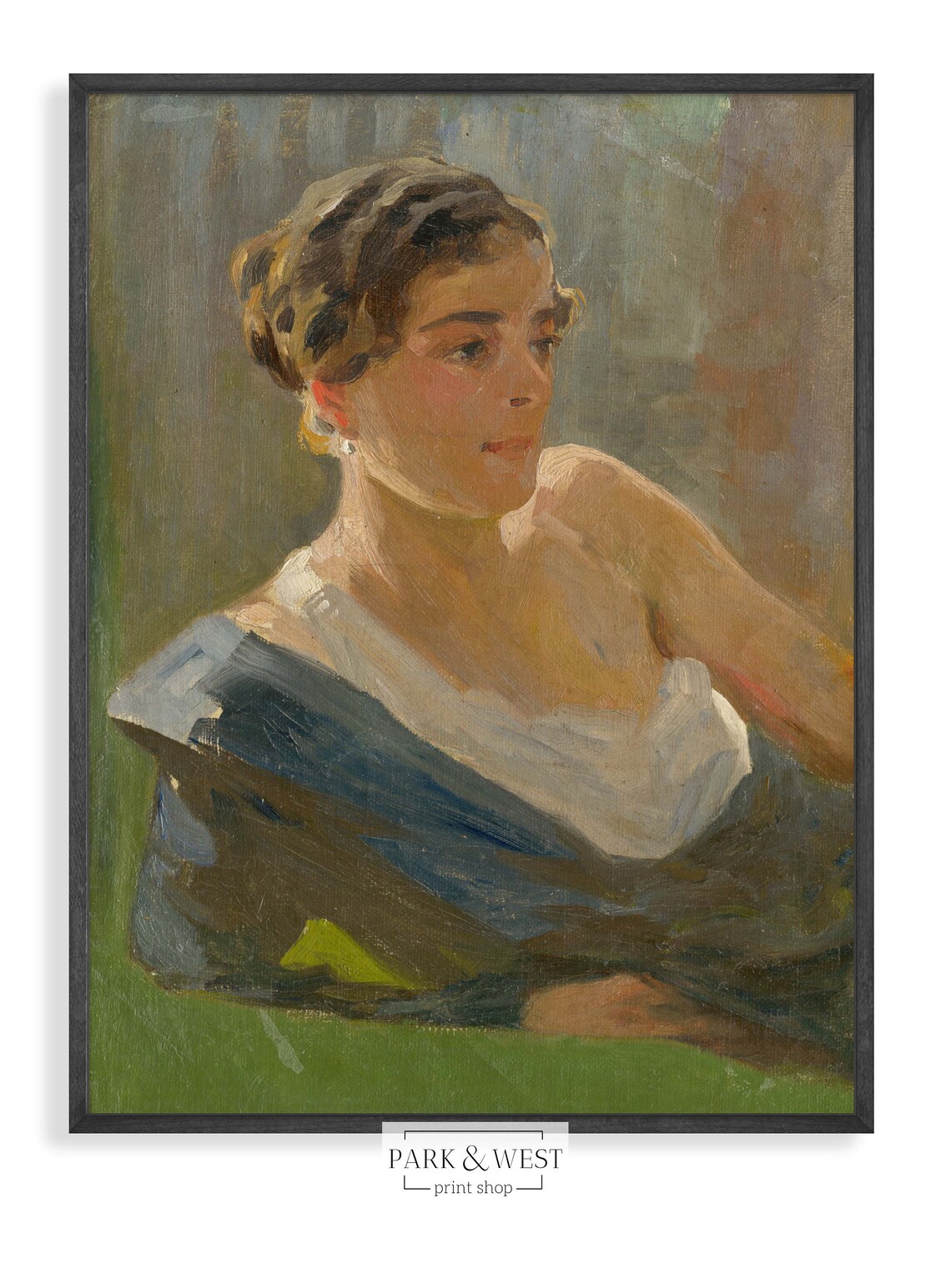 Portrait of a Lady Reclining Vintage Female Oil Portrait Digital ...