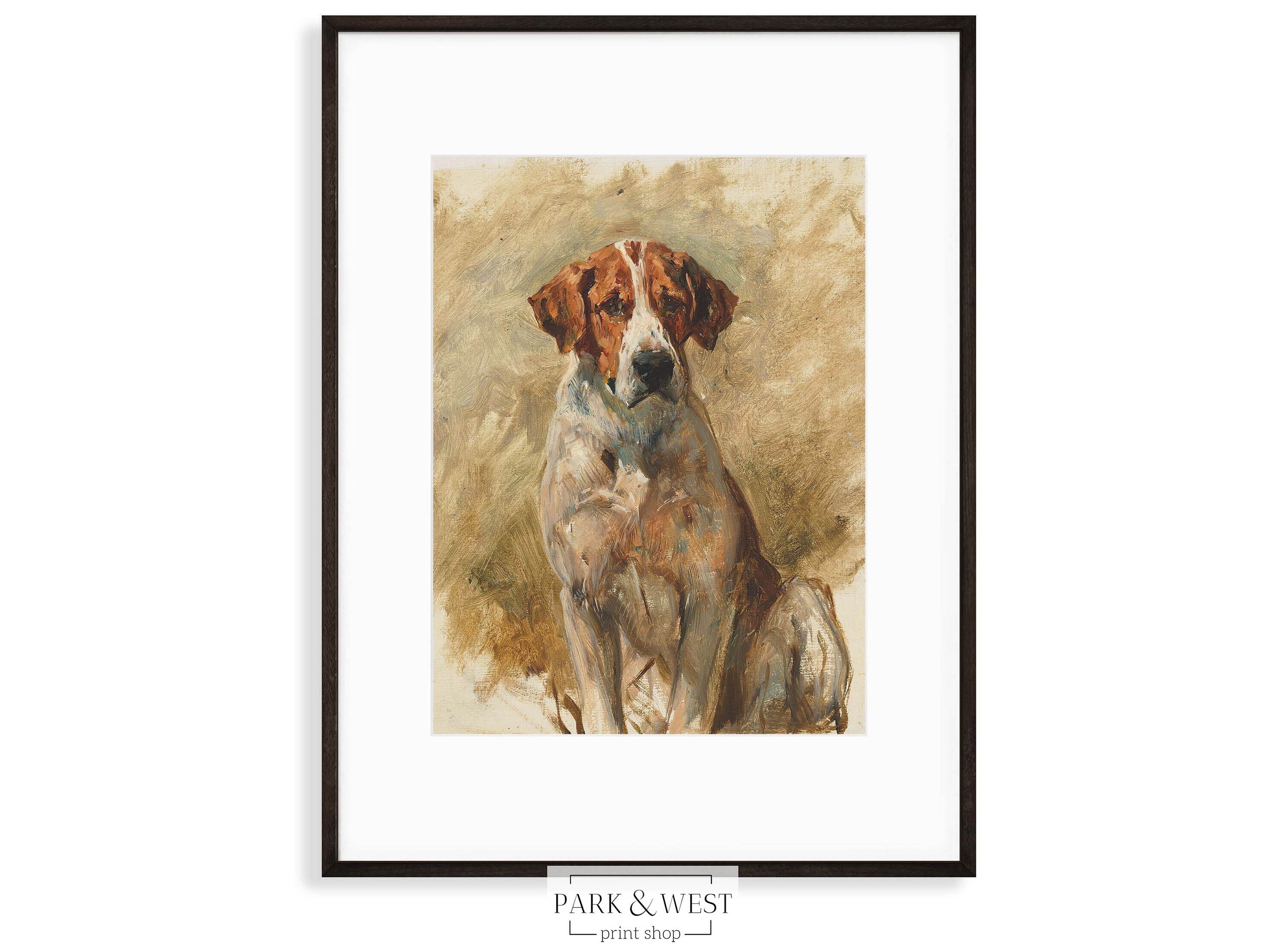 Study of a Hound Digital Printable Art Vintage Hound Dog Pet Portrait ...