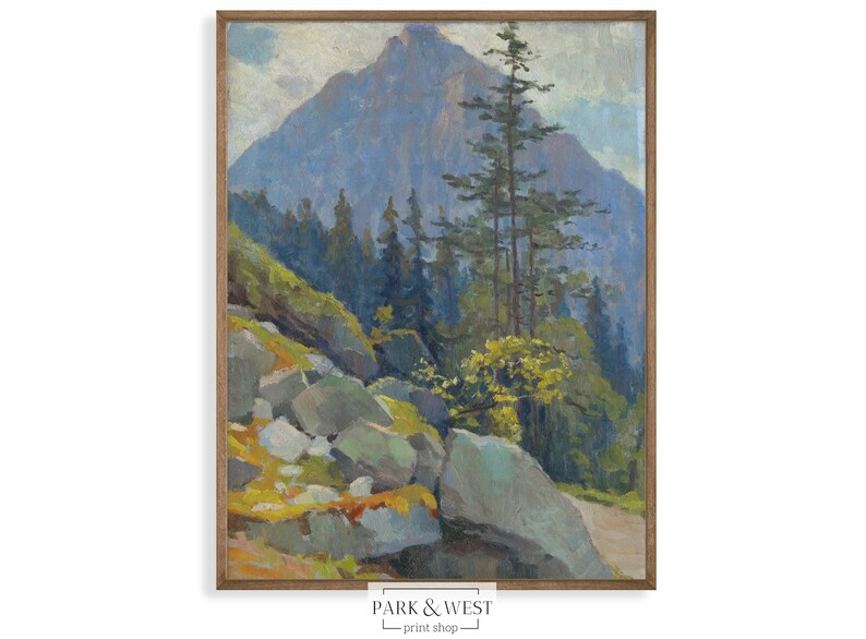 Mountainside | Digital Printable Art | Vintage Mountain Landscape ...