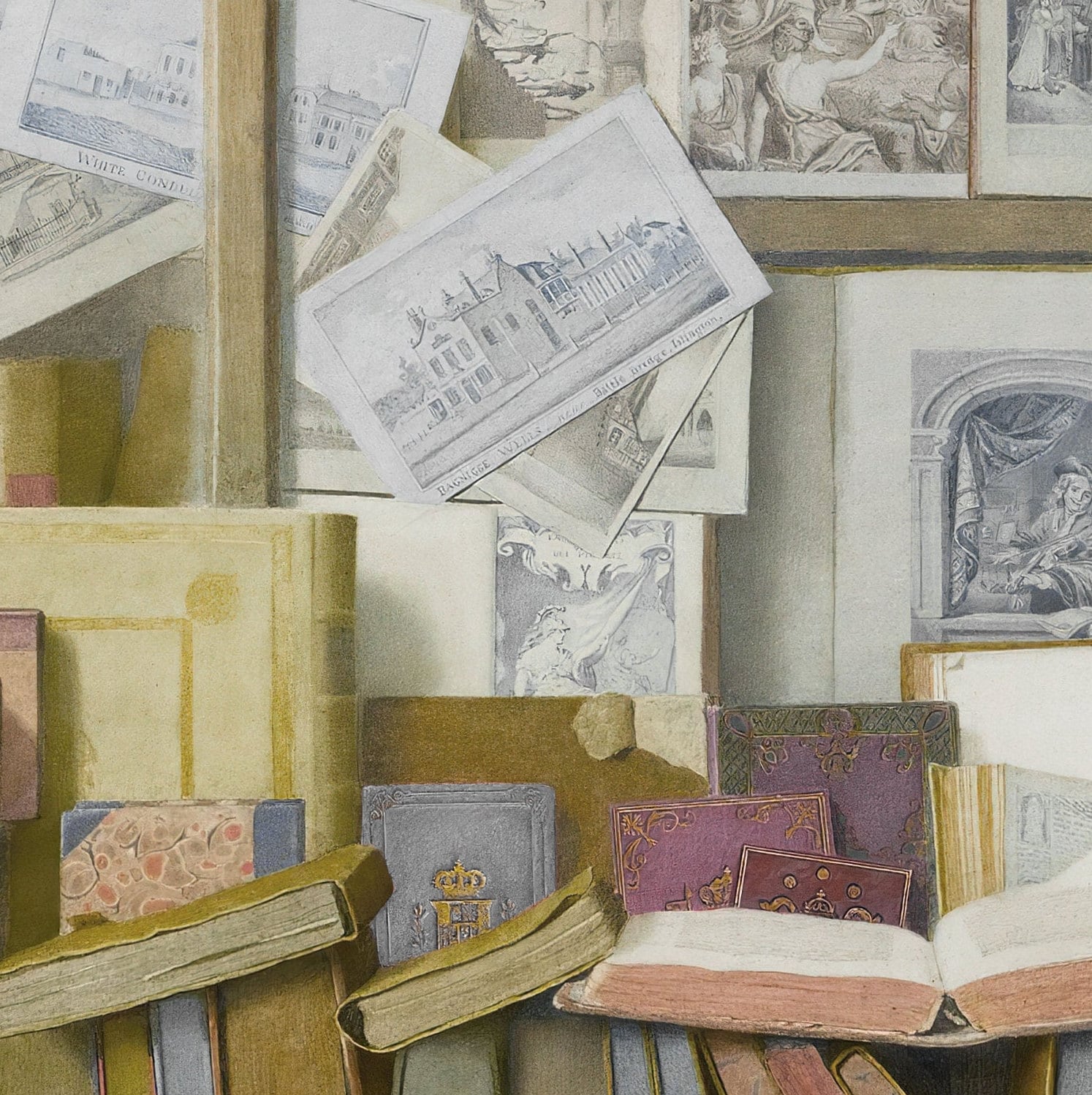 In the Study | Digital Printable Art | Vintage Library Book Themed Oil ...