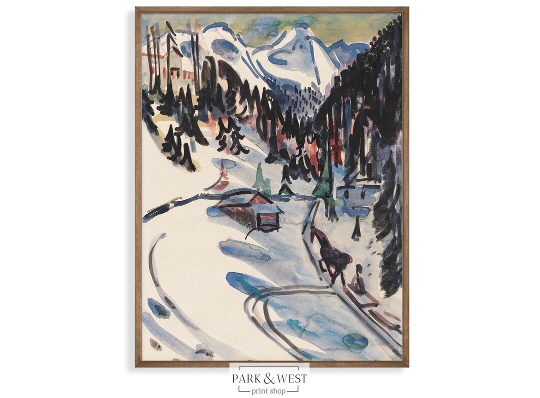 Alpine Village | Digital Printable Art | Vintage Abstract Swiss Alps ...