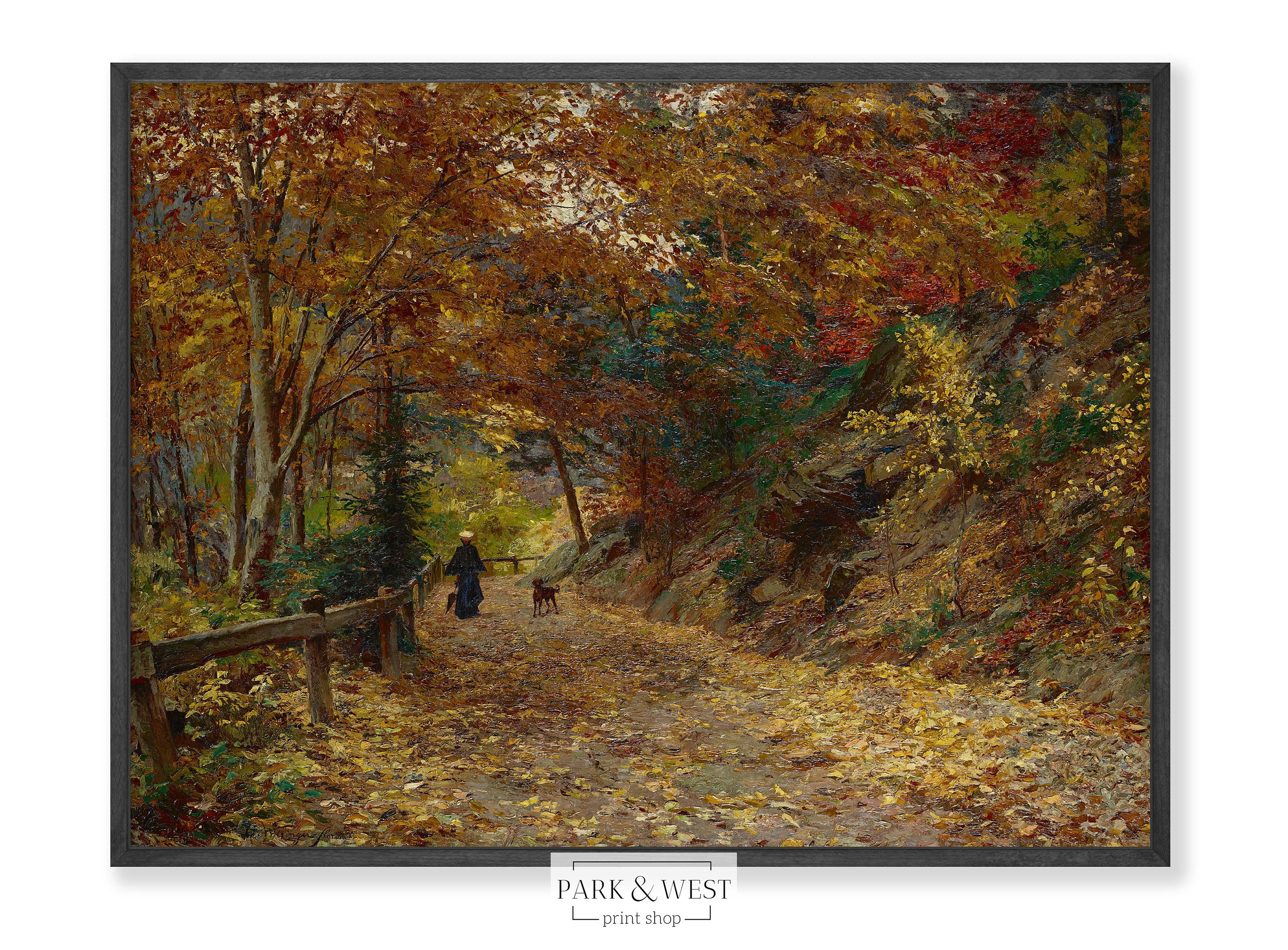 Autumn Stroll Digital Printable Art Vintage Fall Tree - Etsy