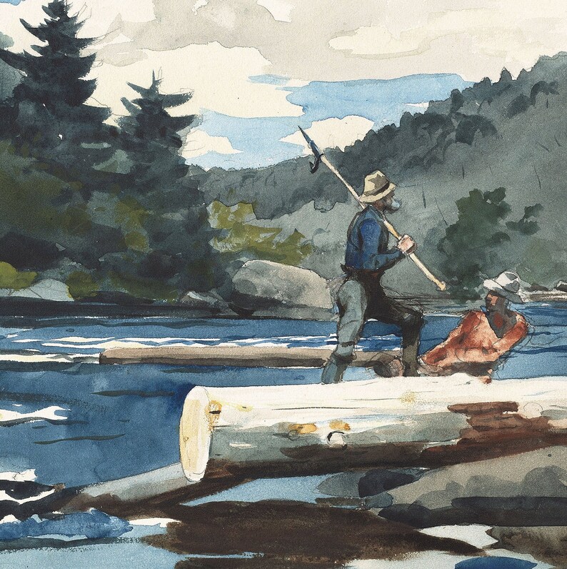 Loggers Vintage Watercolor Painting Digital Printable Art - Etsy