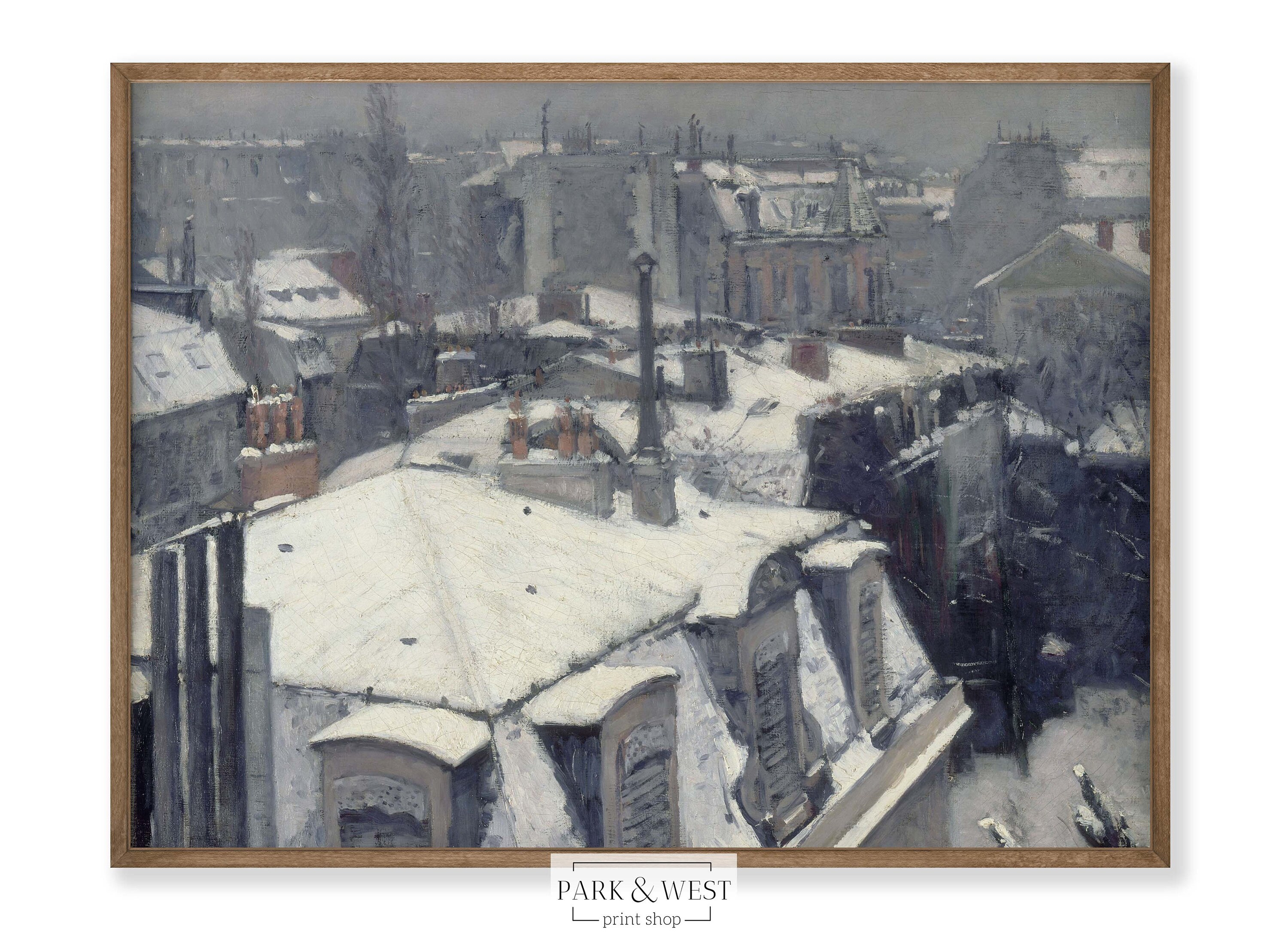 Snowy Rooftops Vintage Printable Art Antique Paris Winter - Etsy