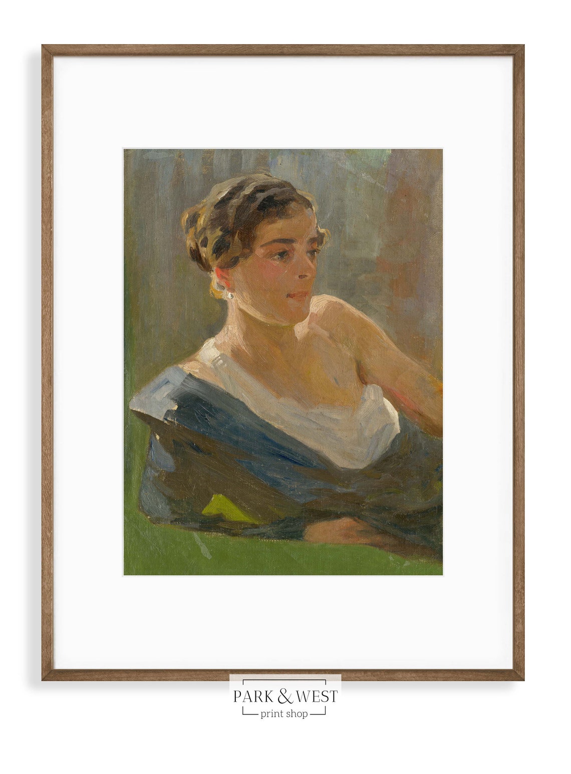 Portrait of a Lady Reclining Vintage Female Oil Portrait Digital ...
