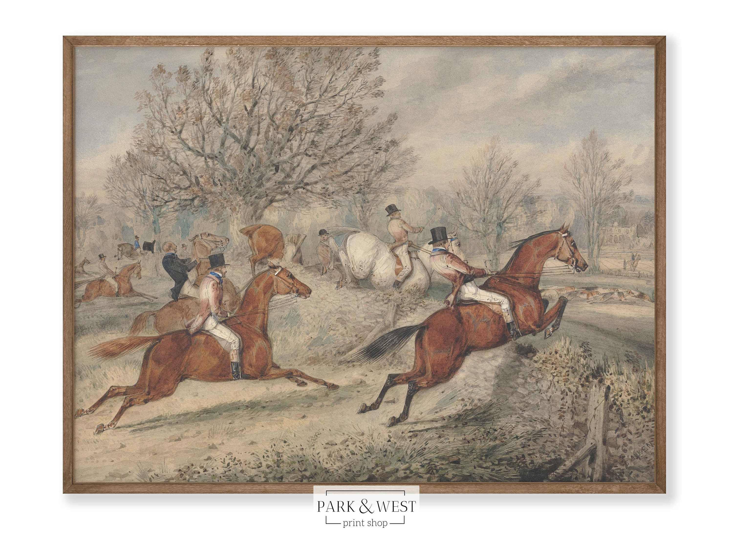 Stag Hunt No. 1 Digital Printable Art Antique English Hunting Art ...