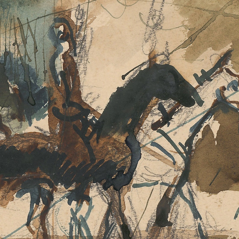 The Riders | Digital Printable Art | Vintage Watercolor Horse and Rider ...