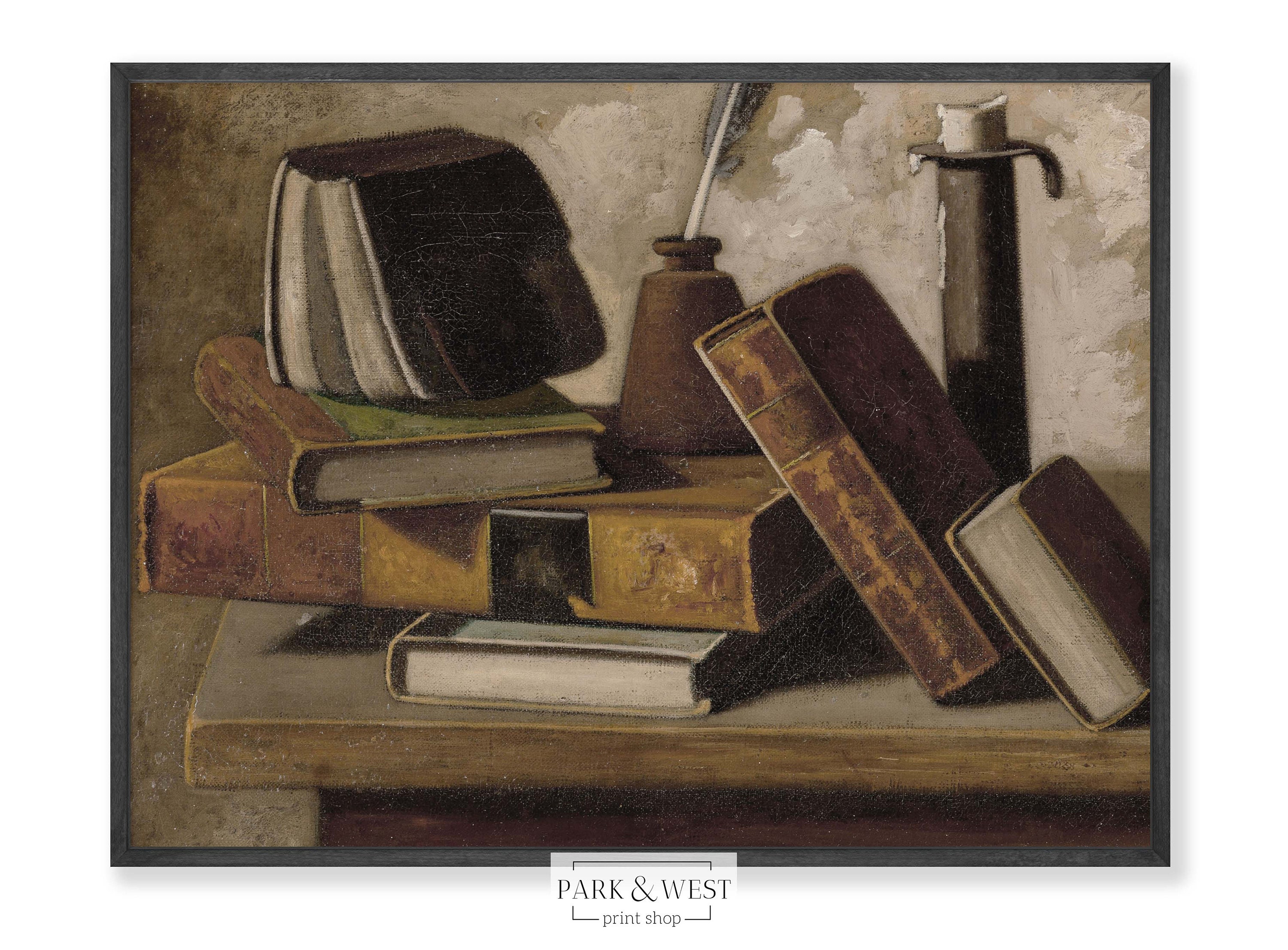 Still Life With Books | Digital Printable Art | Vintage European Still ...