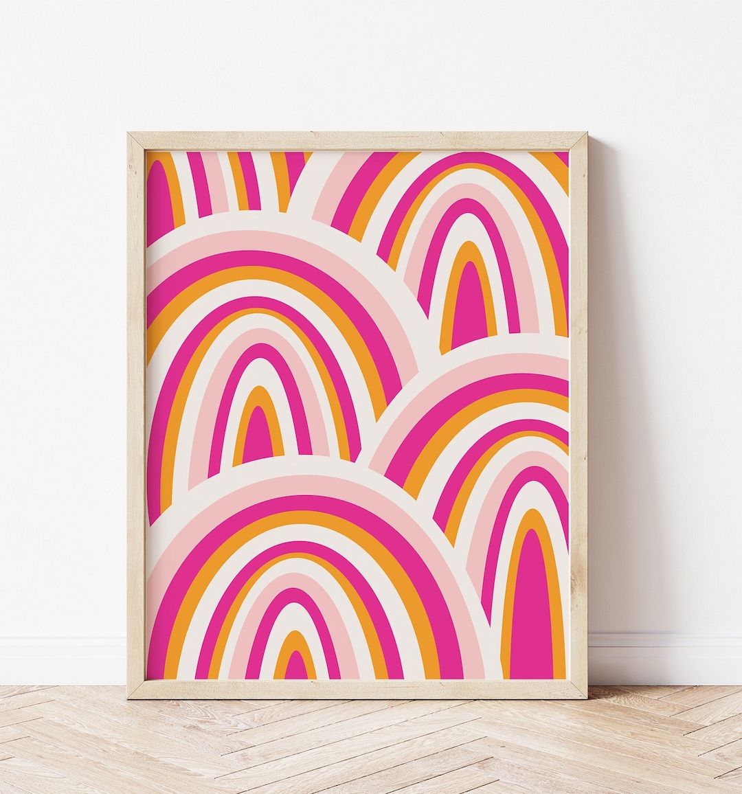 Pink Orange Wall Art. Preppy Decor. Rainbow Art Print. Modern Wall Art ...
