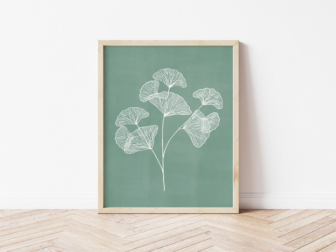 Gingko Leaf Wall Art. Gingko Wall Print. Sage Green Wall Art. Modern ...