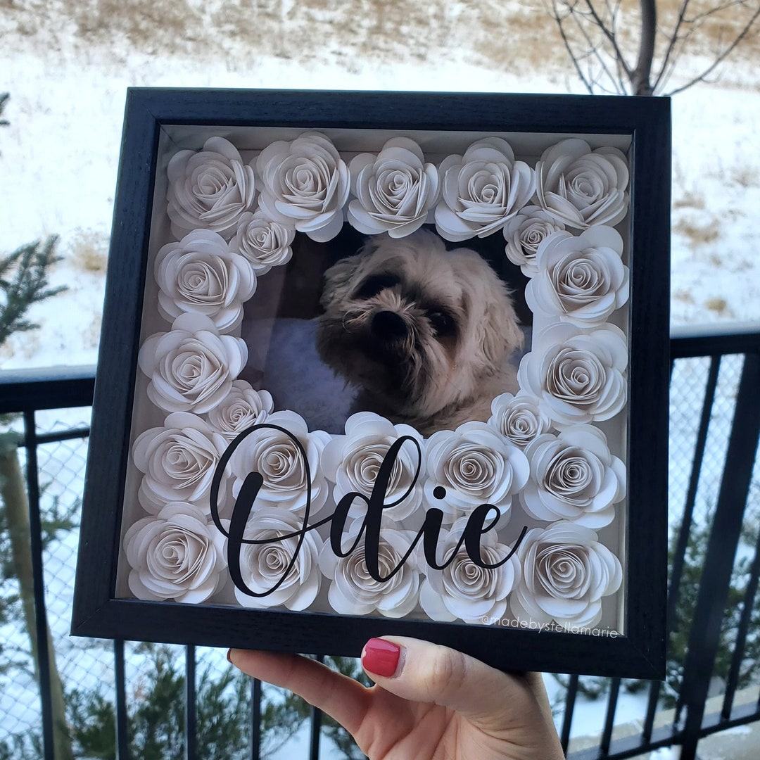 Pet Photo Floral Shadow Box | Customized Flower Box | Personalized Rose ...