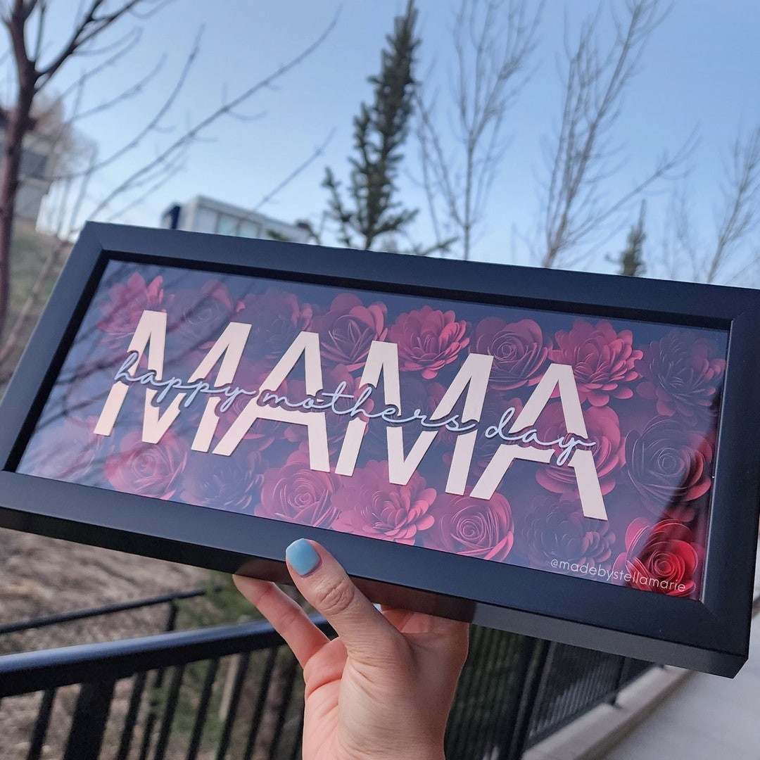Floral MOM Shadow Box - BLACK | Custom Rose Box | Personalized Frame ...