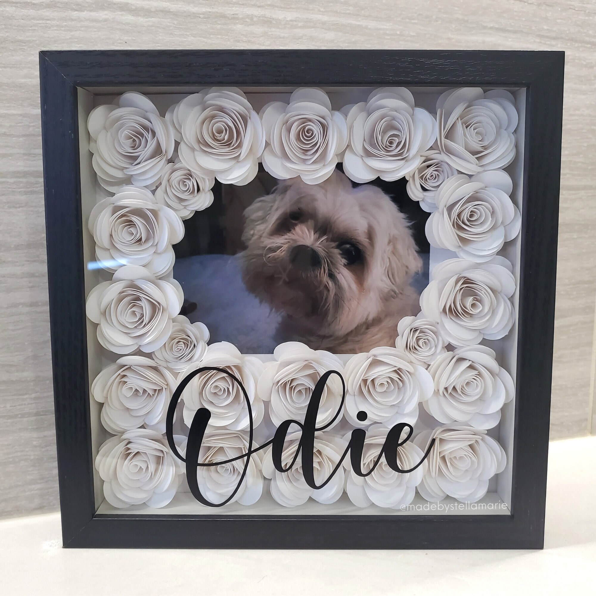 Pet Photo Floral Shadow Box | Customized Flower Box | Personalized Rose ...