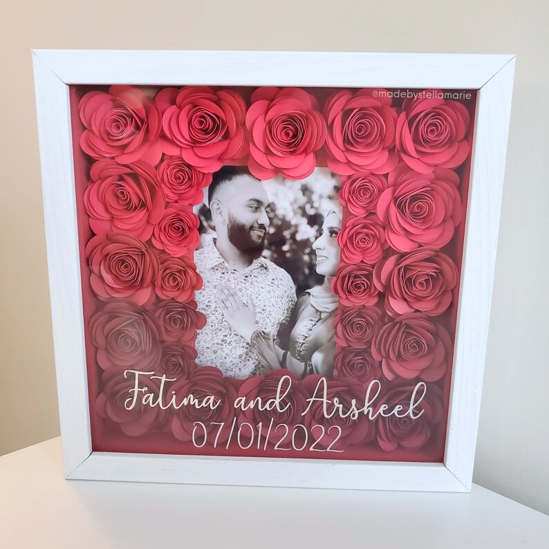 Ombre Floral Memorial Photo Shadow Box | Personalize Rose Box | Gift ...