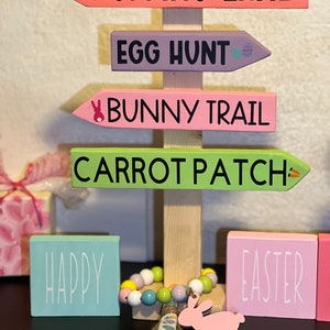 Easter Wood Decor, Holiday Directional Wood Sign, Bunny Table Top Sign ...