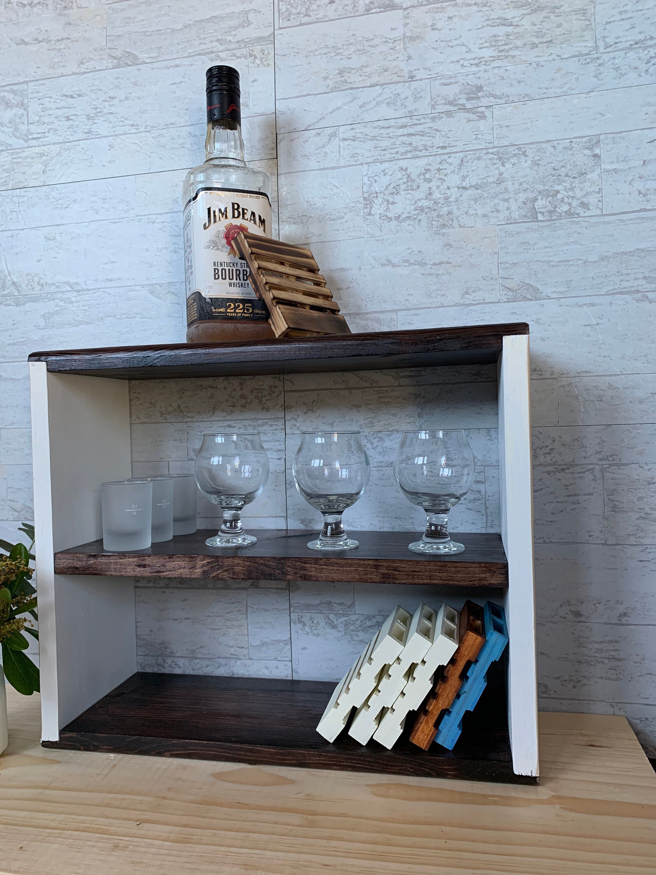 Floating Wall Mount Industrial Modern Cage Wine Bar Liquor Cabinet ...
