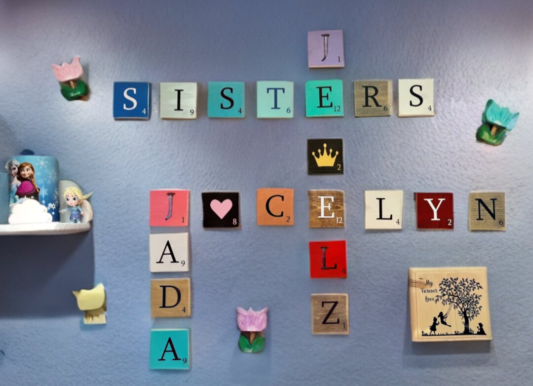 Letter Board Tiles / Large Letter Tiles/ Rustic Family Tiles Wall Art ...