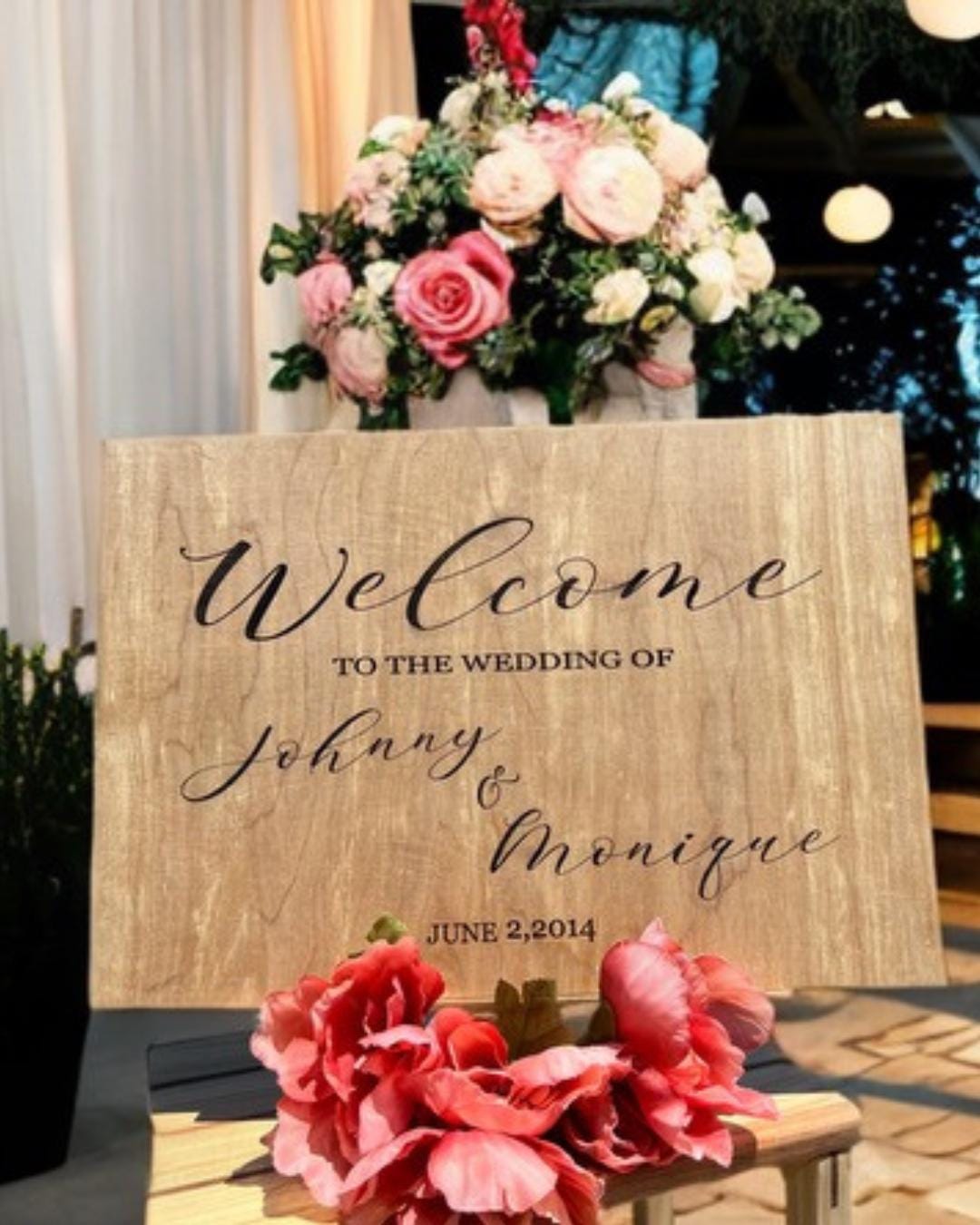 Personalized Wedding Welcome Sign, Elegant Engraved Wooden Wedding ...