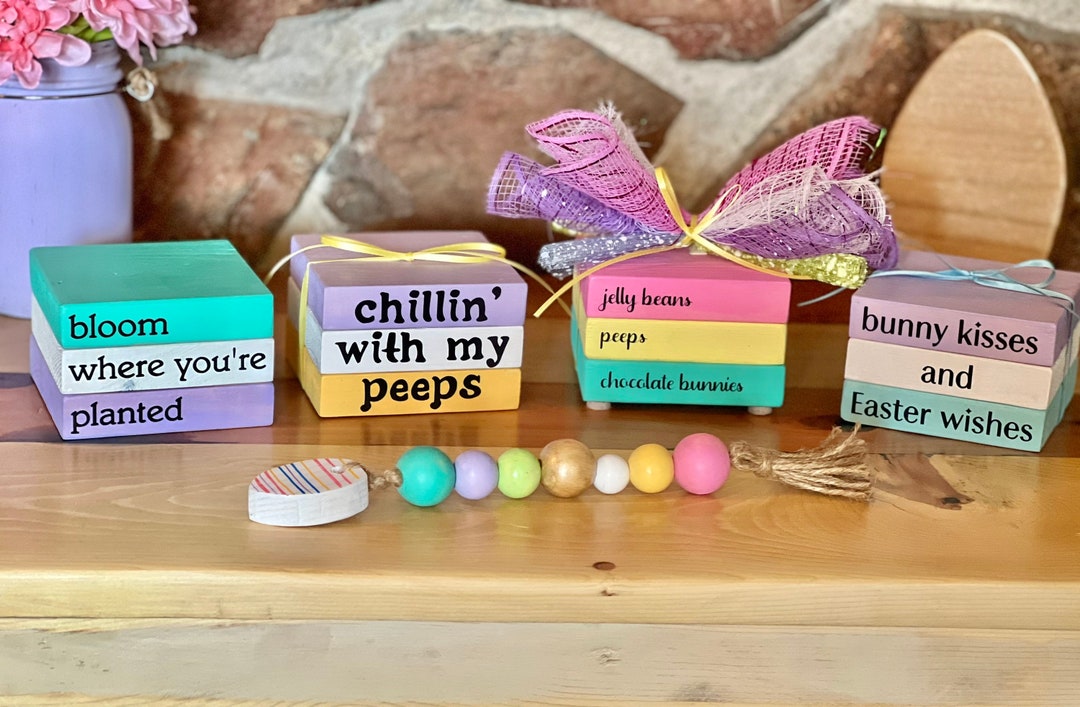 Easter Decor Easter Decorations Book Stack Easter Decor Easter Tier ...