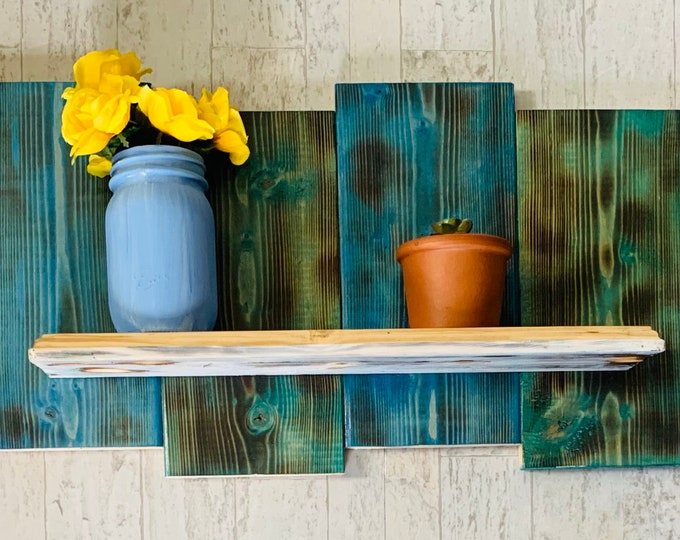 Handmade Resin Ocean-themed 2-tier Wooden Shelf for Beach Lovers ...