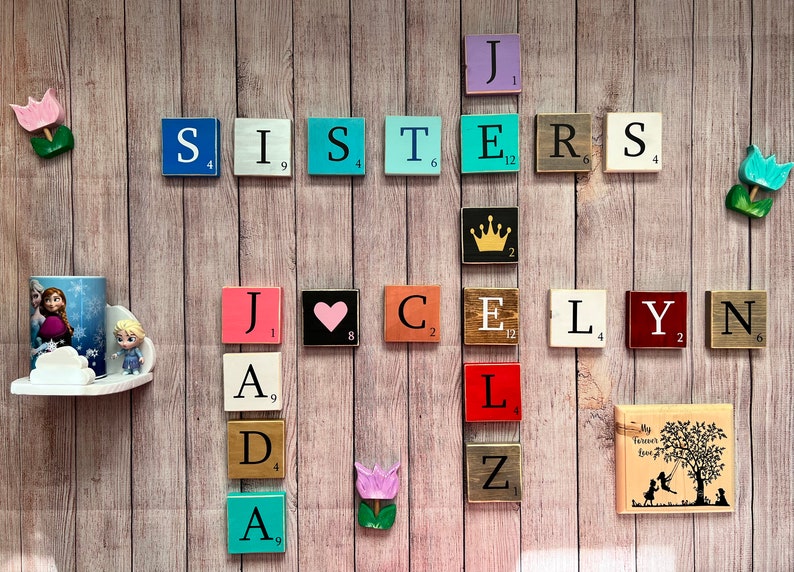 Letter Board Tiles / Large Letter Tiles/ Rustic Family Tiles | Etsy